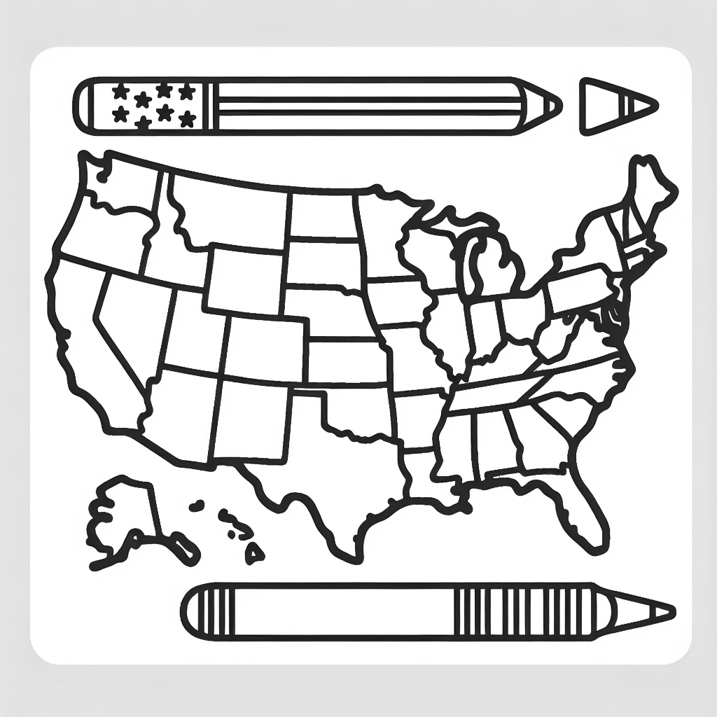 USA Map Coloring Page
