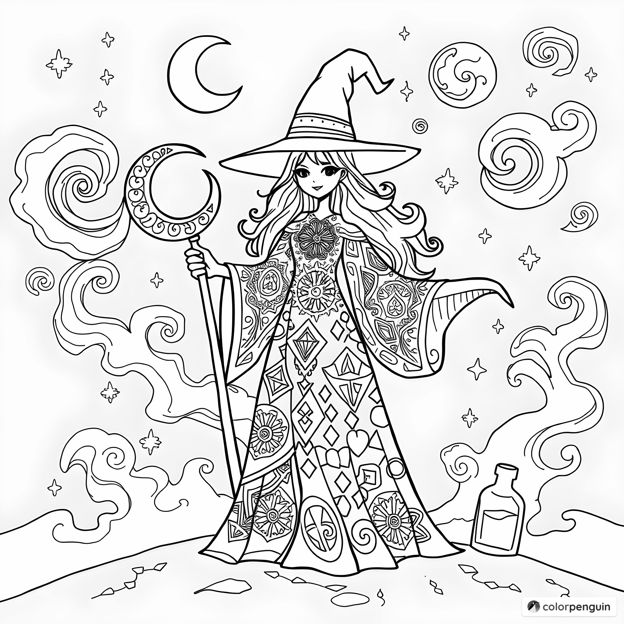 Charming Witch Coloring Page