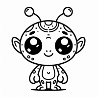 Alien With Number 5 Coloring Page