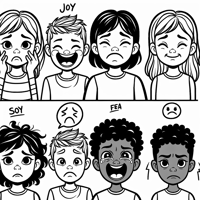 Childrens Faces That Display Different Emotions... Coloring Page