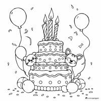 6th Birthday Cake Coloring Page