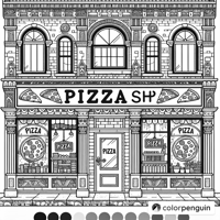 Pizza Shop Front Coloring Page