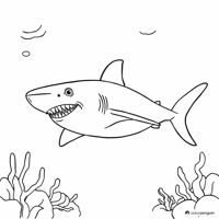 Shark In The Sea Coloring Page