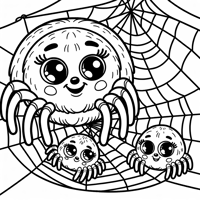 Cute Spider Family Coloring Page | Free Printable