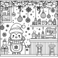 Create A Cozy Christmasthemed Coffee Shop... Coloring Page