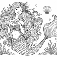 A Beautiful Mermaid Coloring Page