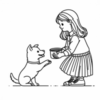 A Girl With A Dog Coloring Page