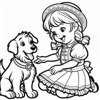 A Girl With A Dog Coloring Page