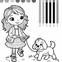 A Girl With A Dog Coloring Page