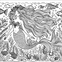 A Beautiful Mermaid Coloring Page