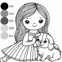 A Girl With A Dog Coloring Page