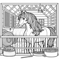 A Beautiful Horse In The Stable Coloring Page