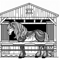 A Beautiful Horse In The Stable Coloring Page