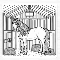 A Beautiful Horse In The Stable Coloring Page