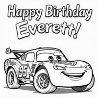 The Words Happy Birthday Everett On The Top Of... Coloring Page