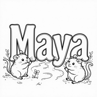 Create A Coloring Page With The Name Maya In Fancy... Coloring Page
