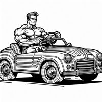 Vin Diesel With Short Hair Driving A Hatchback... Coloring Page