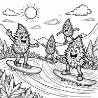 A Whimsical Scene Featuring Anthropomorphic... Coloring Page