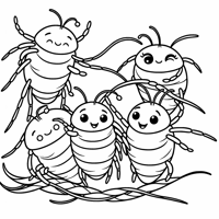 Cute Head Lice Crawling On Hair Coloring Page