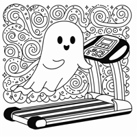 Ghost On A Treadmill Coloring Page