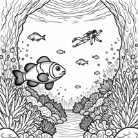 Plate And Fish Coloring Page