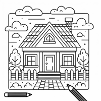 Full Page House Coloring Page