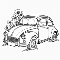 Girl With A Toy Car Coloring Page