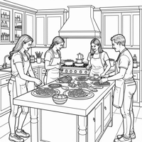 Bold Lines Cute Simple Kitchen Coloring Page
