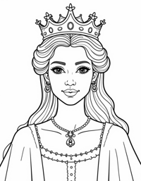 A Queen With A Crown Coloring Page