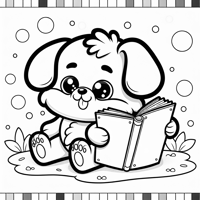 Bluey Reading A Book Coloring Page