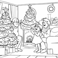 Little Girl Celebrating Christmas With Her... Coloring Page