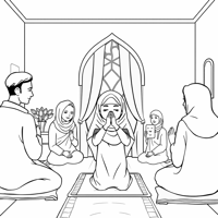 Muslim Girl Praying Coloring Page