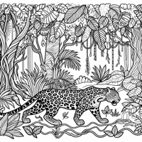 Leopards In The Jungle Coloring Page