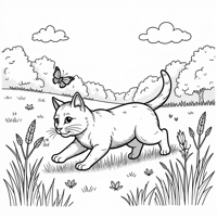 Cat Playing Coloring Page