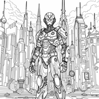 A Coloring Page Very Realistic Human Cyborg... Coloring Page