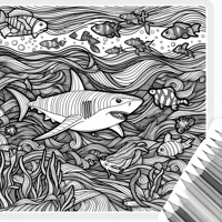 Shark Attack Coloring Page