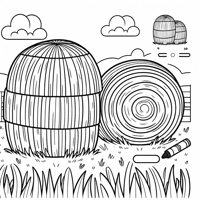 Hay Bales Coloring Page