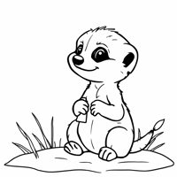 Meerkat Stands Guard Eyes Alert Coloring Page