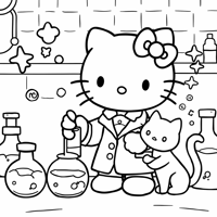 BEAUTIFUL HELLO KITTY CHEMIST Coloring Page