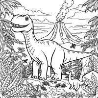 Dinosaurs In Ancient Times Coloring Page