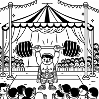 Cute Strong Man Circus Coloring Page