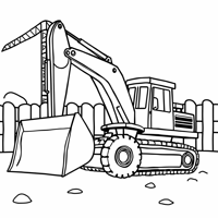 Construction Diggers Building Coloring Page
