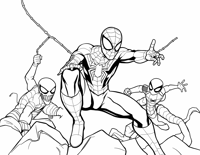 Spider Man Fighting With The Enemies Coloring Page