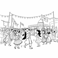 Indian Republic Day Pencil Drawing Coloring Page