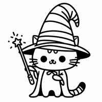 Wizard Cat Coloring Page