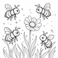 Busy Bees Coloring Page