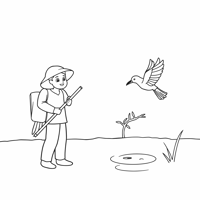 Mountain Rice Field Scenery Coloring Page