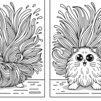 Fluffy Cat Coloring Page