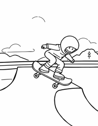 Skateboard Resting On A Ramp In A Skatepark With... Coloring Page