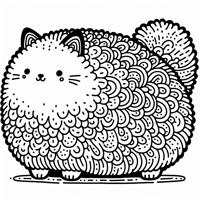 Fluffy Cat Coloring Page